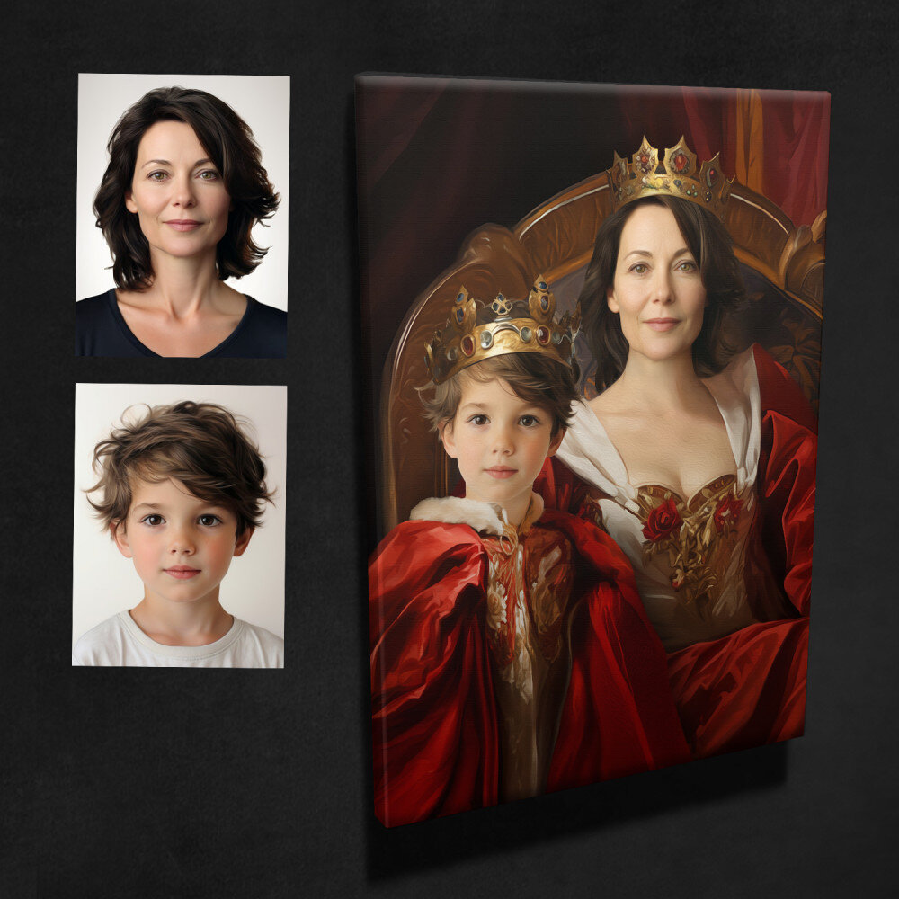 Kráľovná mama so synom - Kráľovský portrét - MyGift.sk
