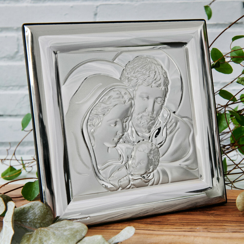 Najlepší kňaz - Svätá rodina - Štvorec - Strieborný obrázok - MyGift.sk